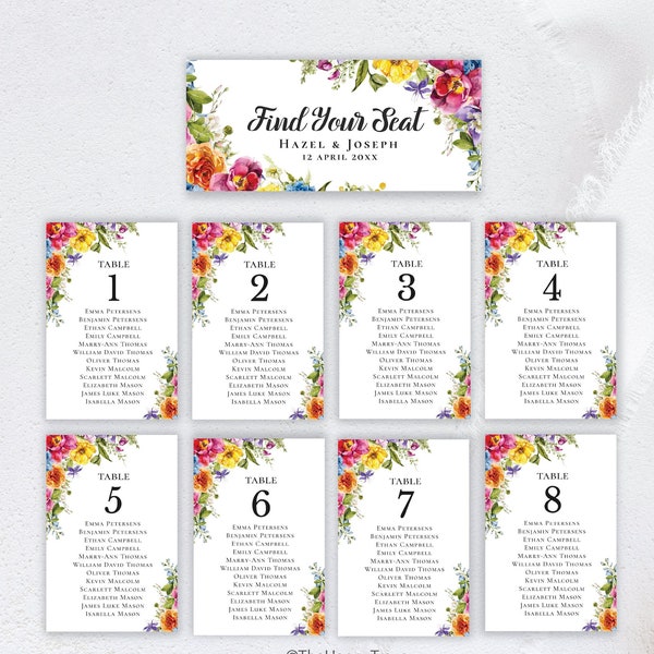 Colorful Seating Chart - Etsy