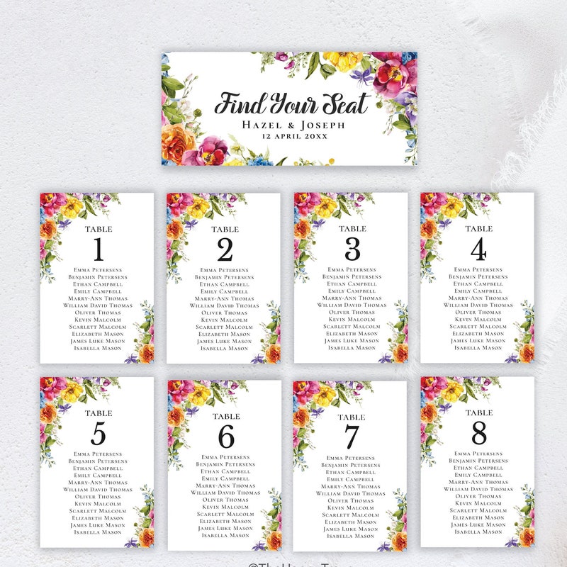 Colorful Seating Chart - Etsy