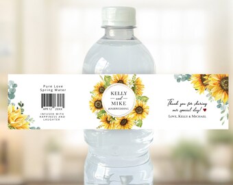 Sunflower Themed Water Bottle Label Editable Digital Instant | Etsy