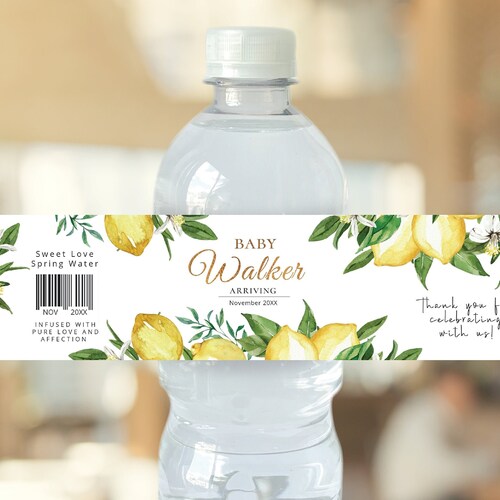EDITABLE Lemon Bottle Label Baby Shower Lemonade Water - Etsy