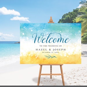 Beach Themed Welcome Sign, Poster Editable Digital Instant Download ...