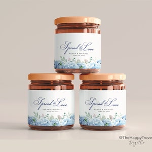 SINI Blue Hydrangea Jar Label, Sticker, Square Tag, Editable Digital ...