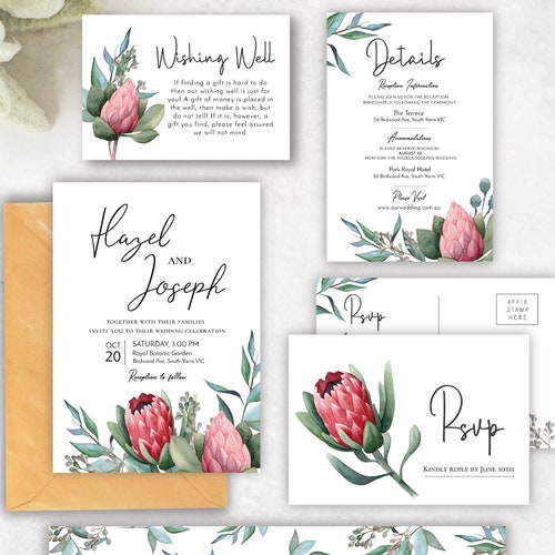 Protea Printable Menu Editable Digital Instant Download - Etsy