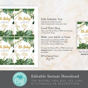 Tropical & Gold Themed Capri Sun Label, Fruit Juice Pouch Label, Favour ...