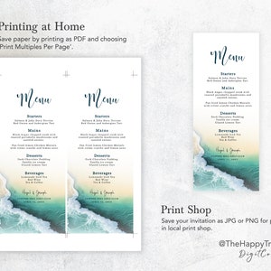 GENY Beach Themed Menu, Waves, Sea Foam, Ocean, Aqua, Turquoise, Teal ...