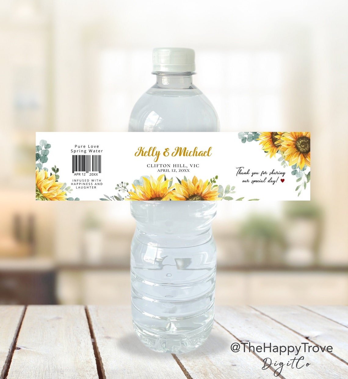Sunflower Themed Water Bottle Label Editable Digital Instant | Etsy
