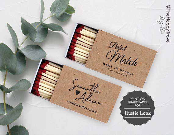 Matchbox Label the Perfect Match Wedding Favour Label | Etsy