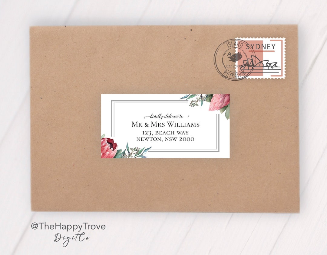 Protea Address Label Avery Label Editable Digital Instant - Etsy