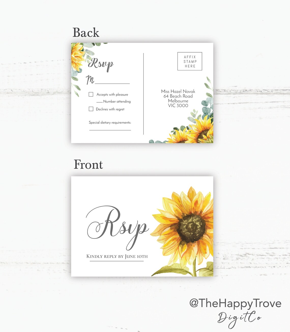 Sunflower Themed Printable Wedding Invitation Set, Editable Instant ...