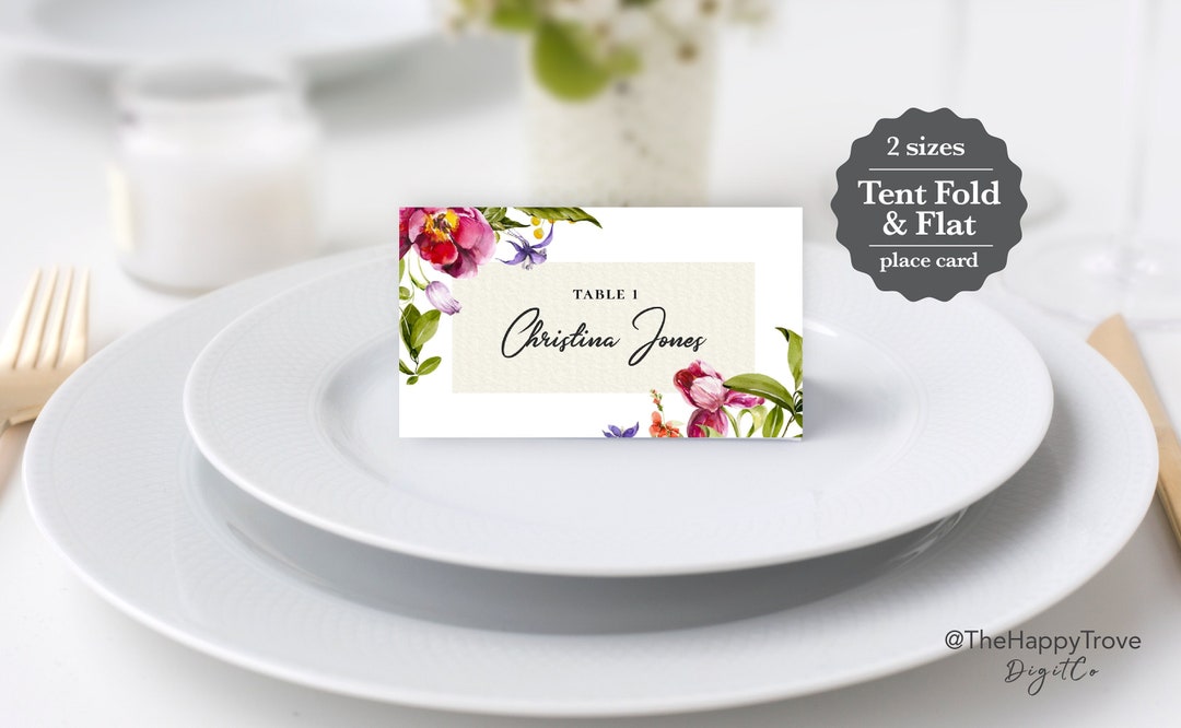 ELINA Maximalist Colorful Place Cards, Vibrant, Bright, Summery, Garden ...
