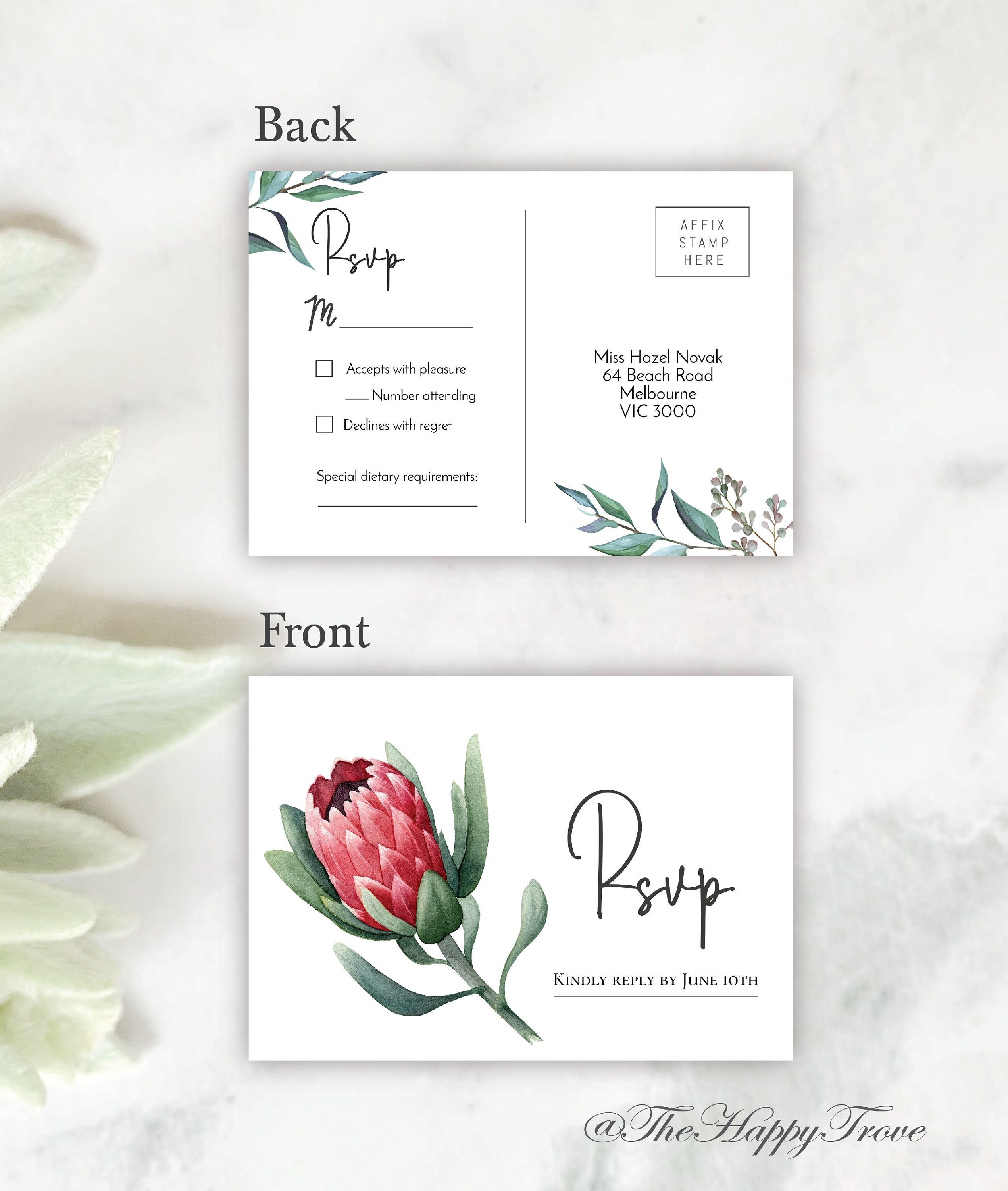 Protea Printable Wedding Invitation Set Editable Instant - Etsy