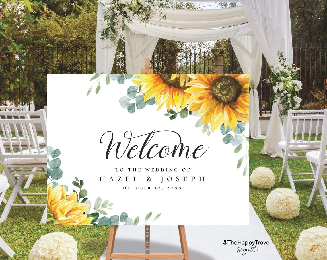 Sunflower Themed Welcome Sign Poster Editable Digital Instant | Etsy ...