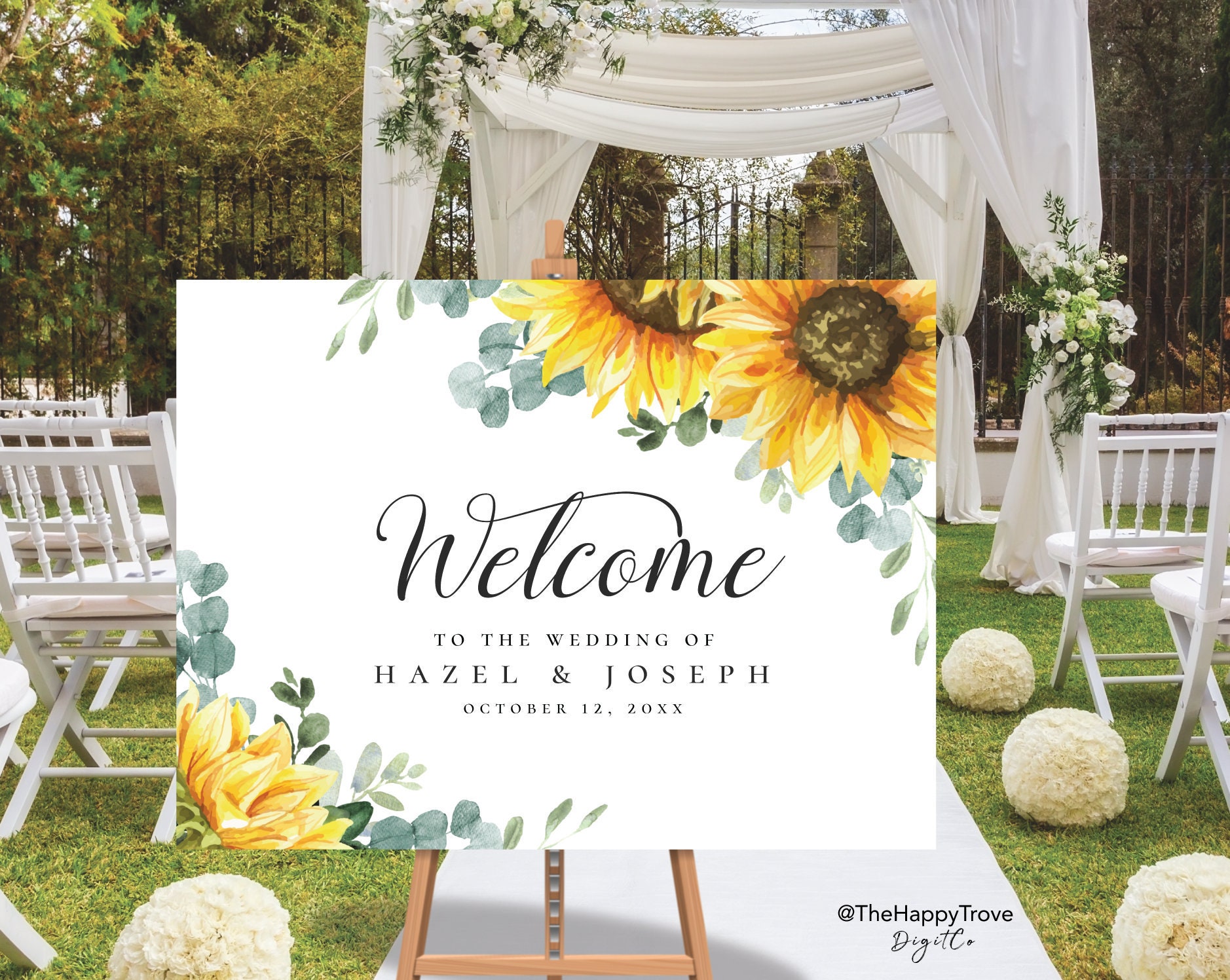 Sunflower Themed Welcome Sign Poster Editable Digital Instant - Etsy ...