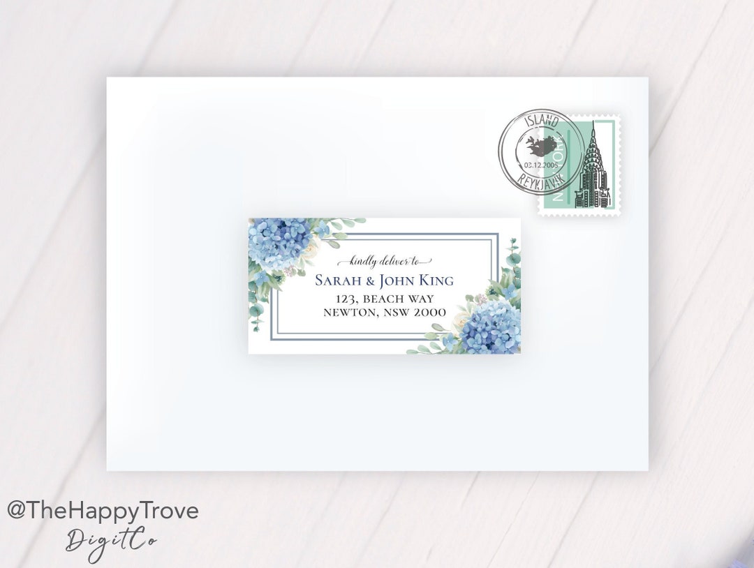 SINI Blue Hydrangea Address Label, Editable Digital Instant Download ...