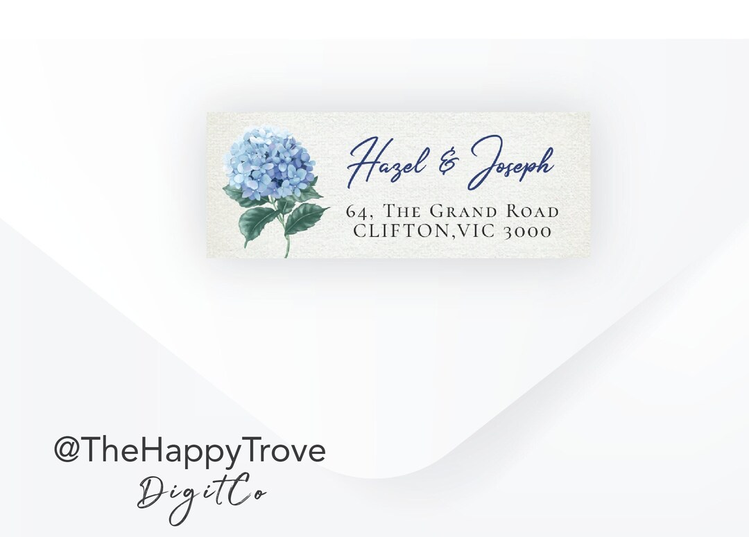 SINI Blue Hydrangea Return Address Label, Editable Digital Instant ...
