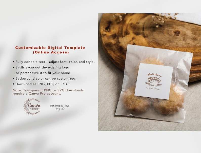 9 Rustic Bakery Logo Templates: Editable Canva Branding (digital ...