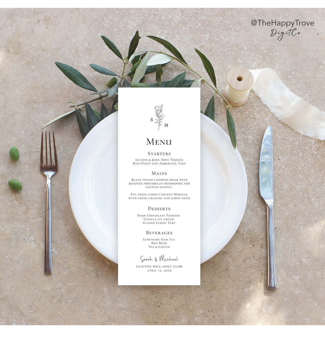 ALBA Minimalist Menu, Editable Digital Instant Download, Template 3 ...