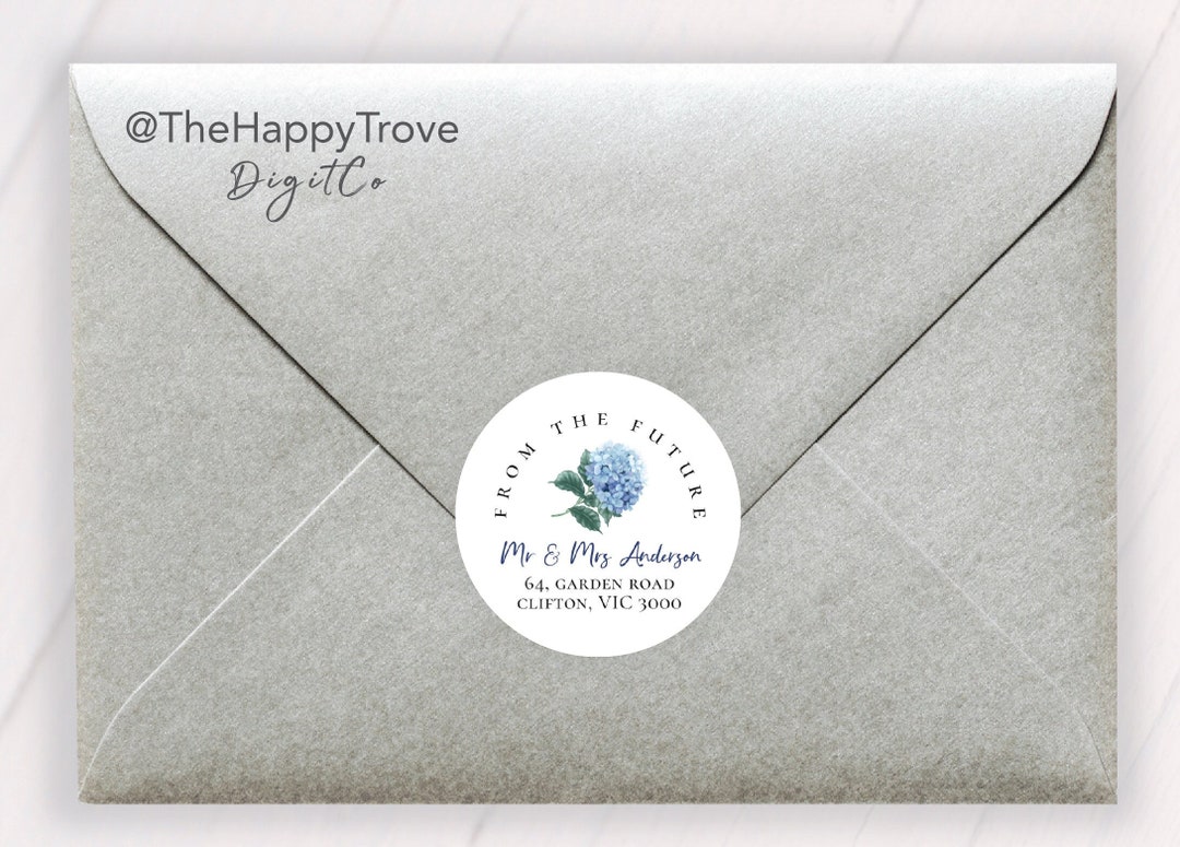 SINI Blue Hydrangea Return Address Label, Editable Digital Instant ...