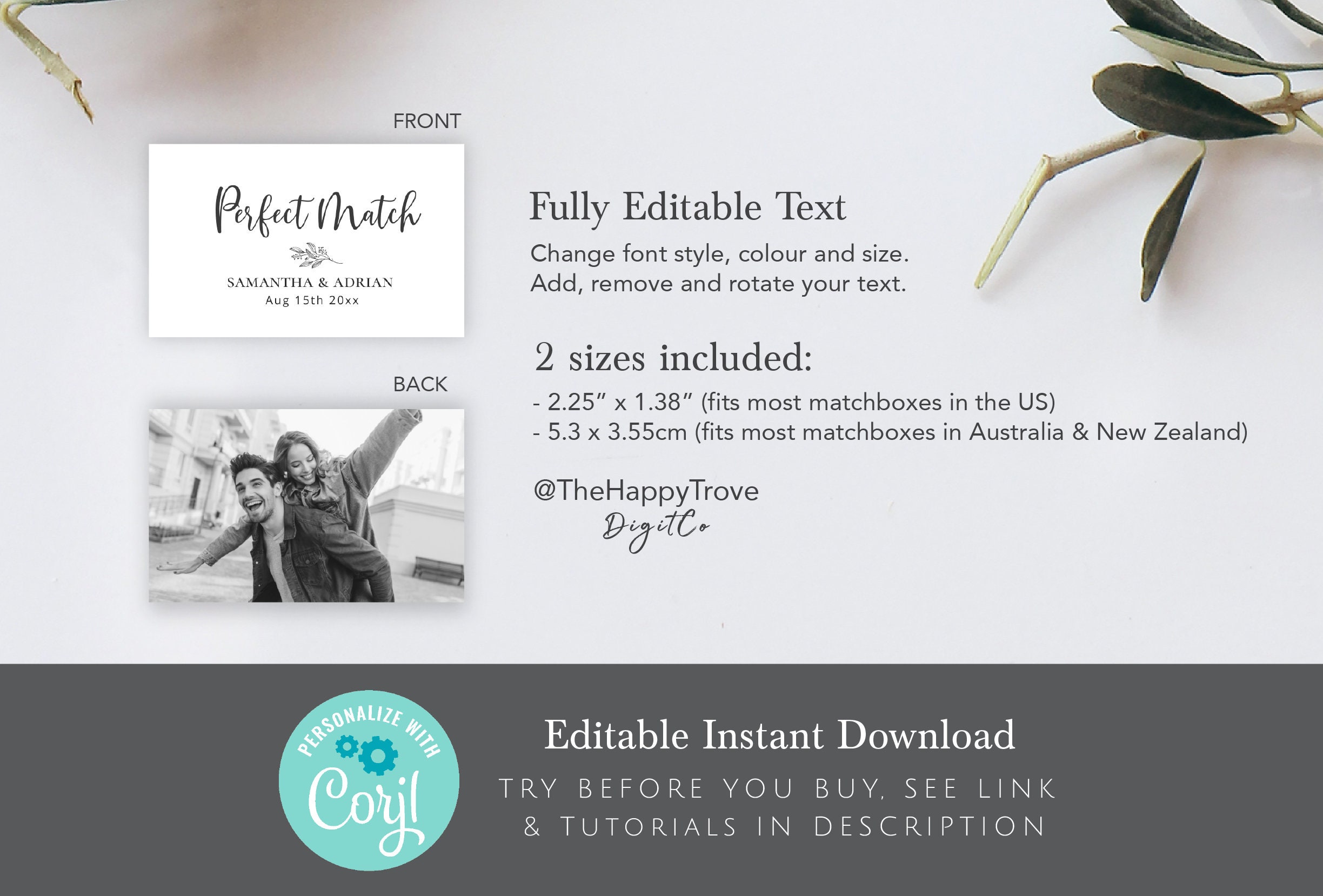 ALBA Minimalist Matchbox Label With Photo the Perfect Match - Etsy