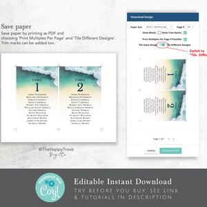 GENY Beach Themed Seating Chart Set, Waves, Sea Foam, Ocean, Aqua ...