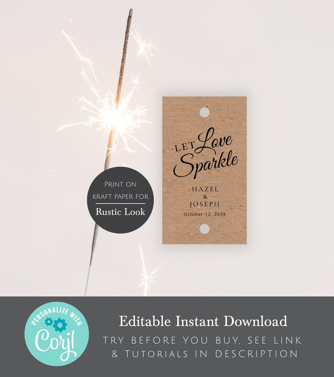 Sparkler Tags, Editable Instant Download, Digital Download, Template ...