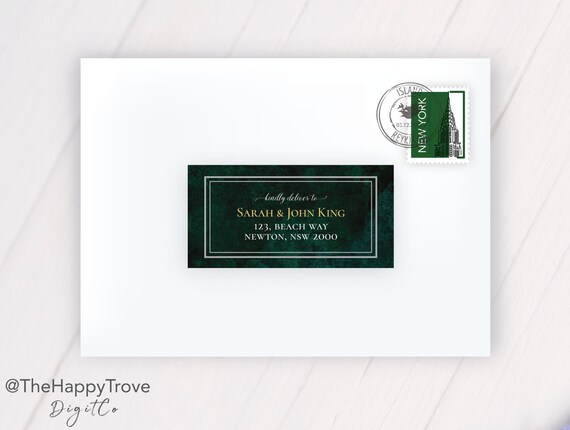 VERDA Emerald Green & Gold Address Label Avery Label - Etsy