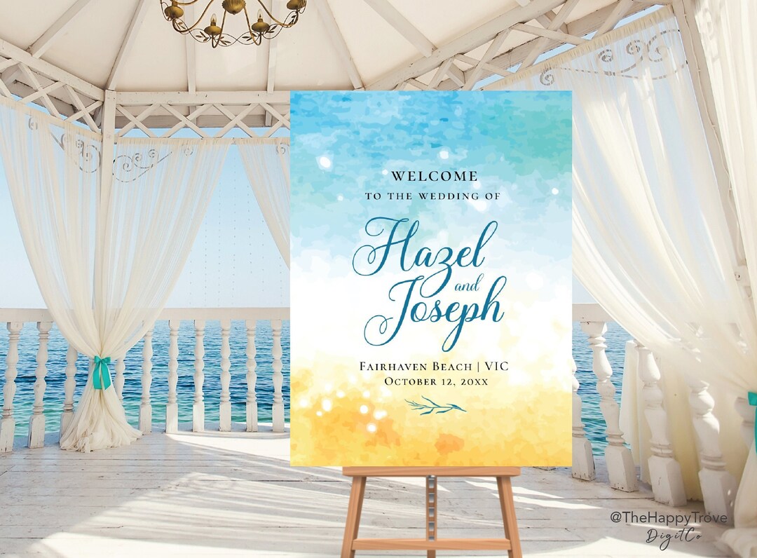 Beach Themed Welcome Sign, Vertical Poster Editable Digital Instant ...