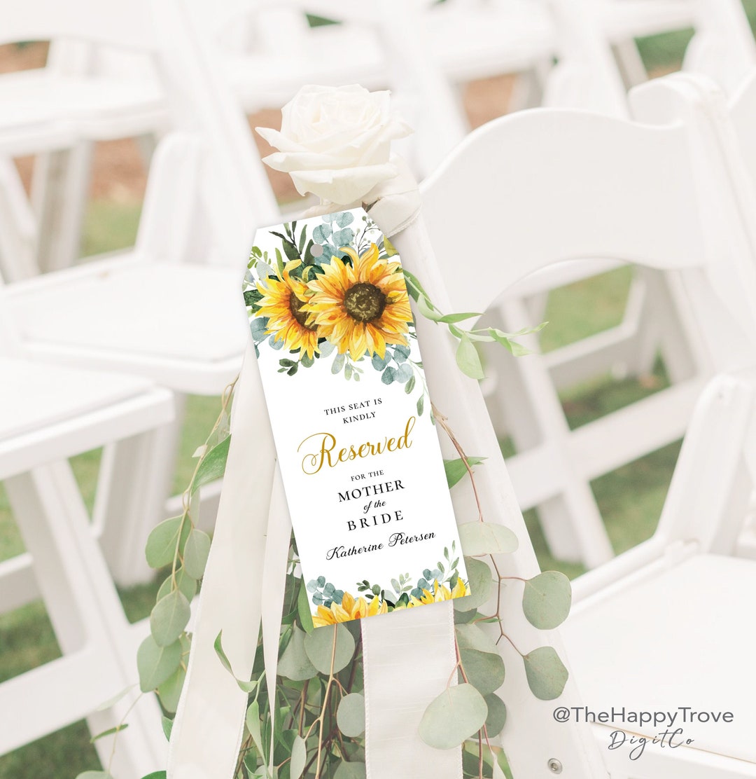 Sunflower Seat Reserved Tag Sunflower Wedding Reserved Seat Tag ...