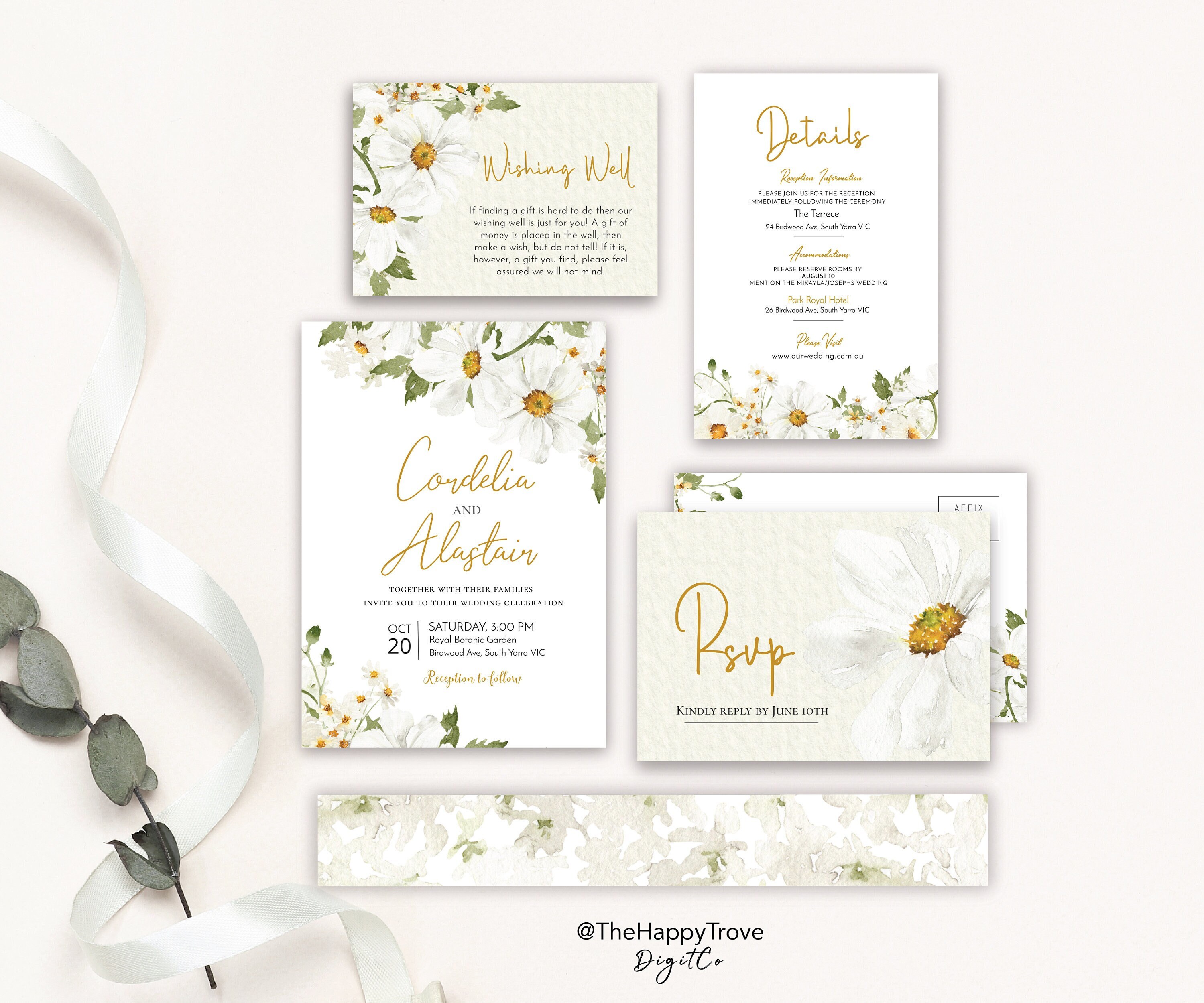 DAISY Printable Wedding Invitation Set Editable Instant - Etsy
