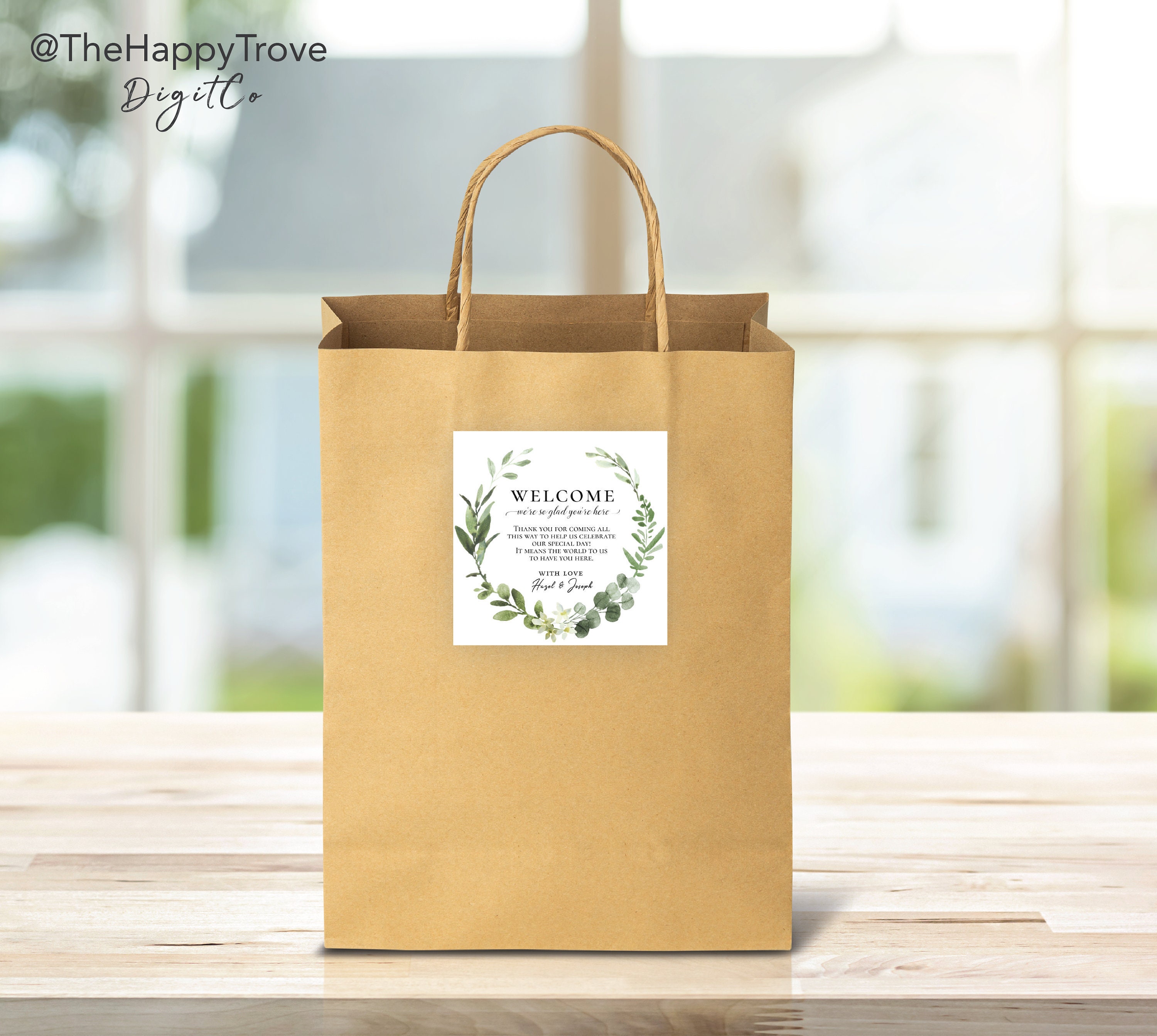Greenery Themed Welcome Bag Sticker Avery Label Digital | Etsy