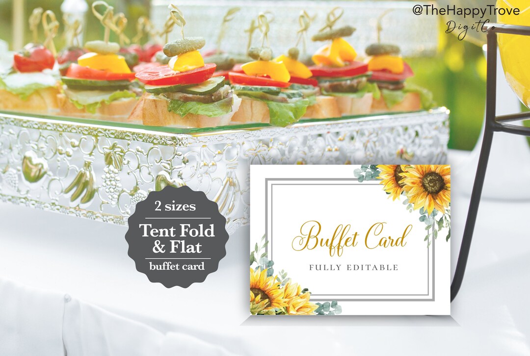 Sunflower Buffet Cards, Editable Digital Instant Download, Template 4 ...