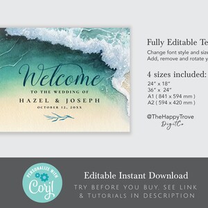 GENY Beach Themed Welcome Sign, Waves, Sea Foam, Ocean, Aqua, Turquoise ...