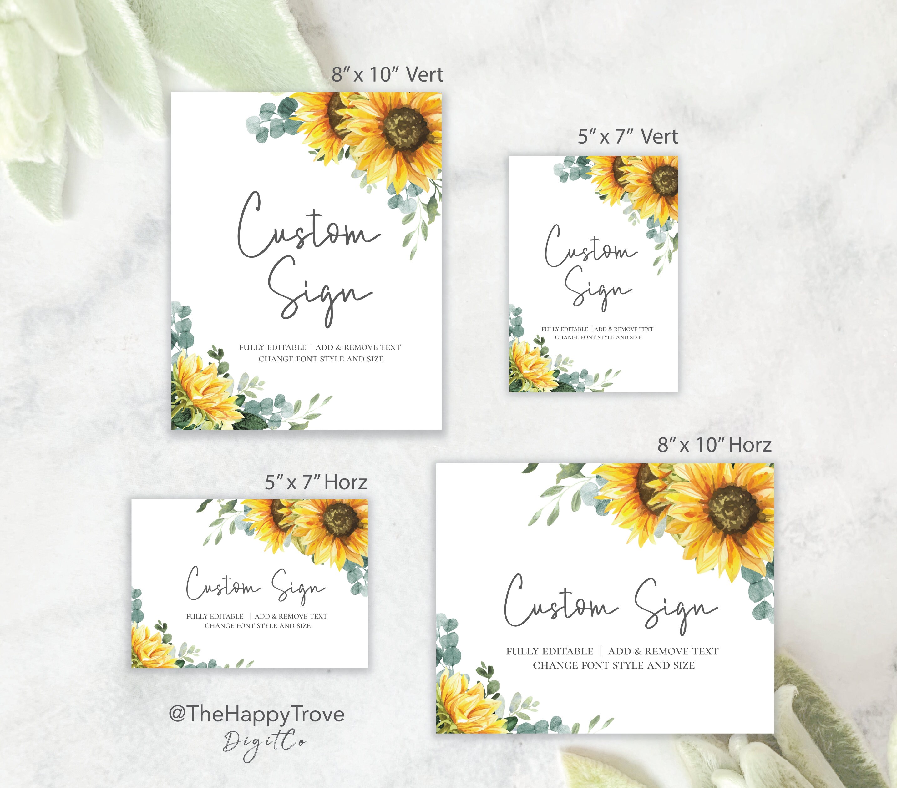 Sunflower Themed Custom Signs Editable Digital Instant - Etsy