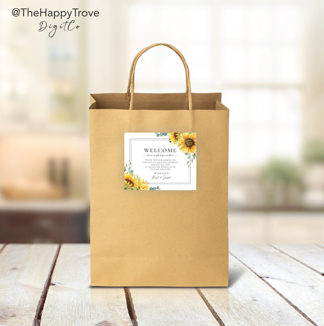 Sunflower Themed Welcome Bag Sticker, Digital Instant Download ...