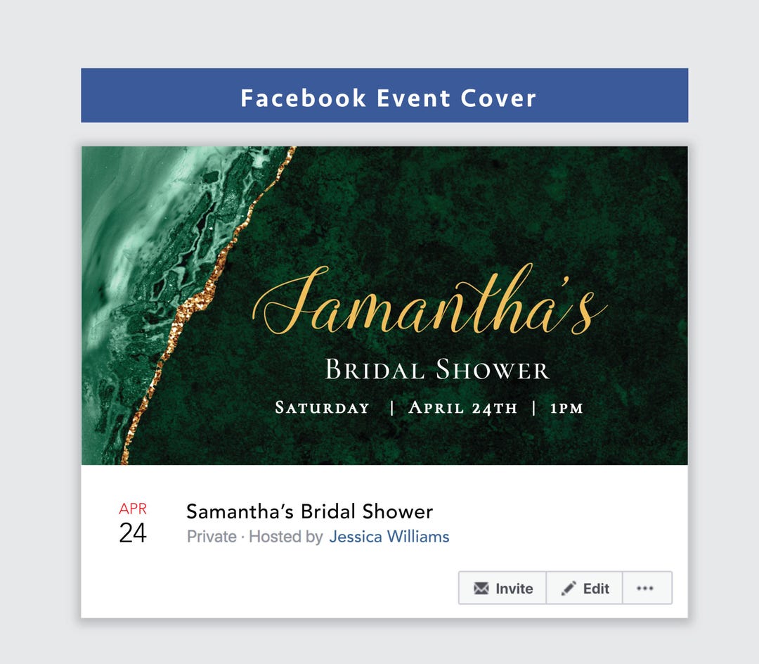 VERDA Emerald Green & Gold Facebook Event Cover, Editable Instant Download, Digital Download ...