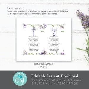 Lavender Seating Chart Set, Find Your Seat, Editable Digital Instant ...