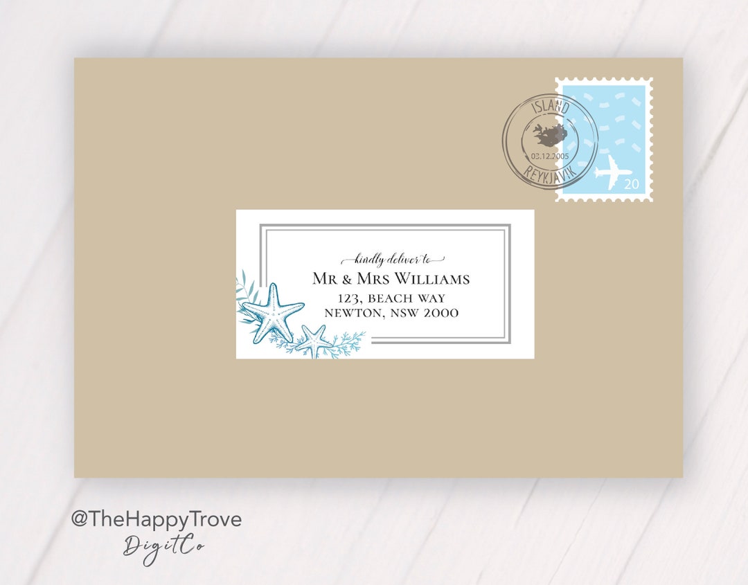 Beach Themed Address Label, Editable Digital Instant Download, Template ...