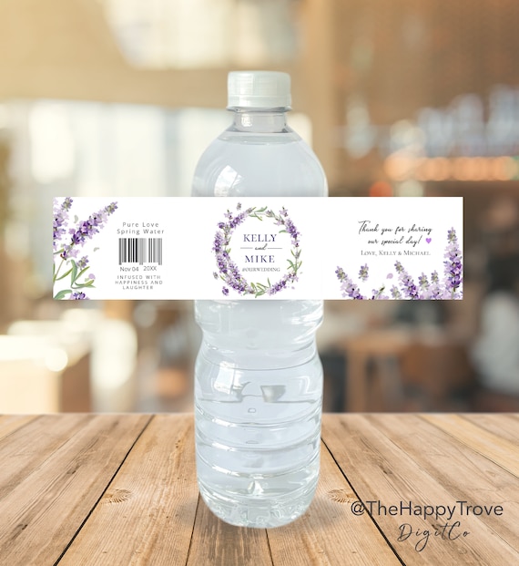 Lavender Water Bottle Label Bridal Shower Lilac Purple - Etsy