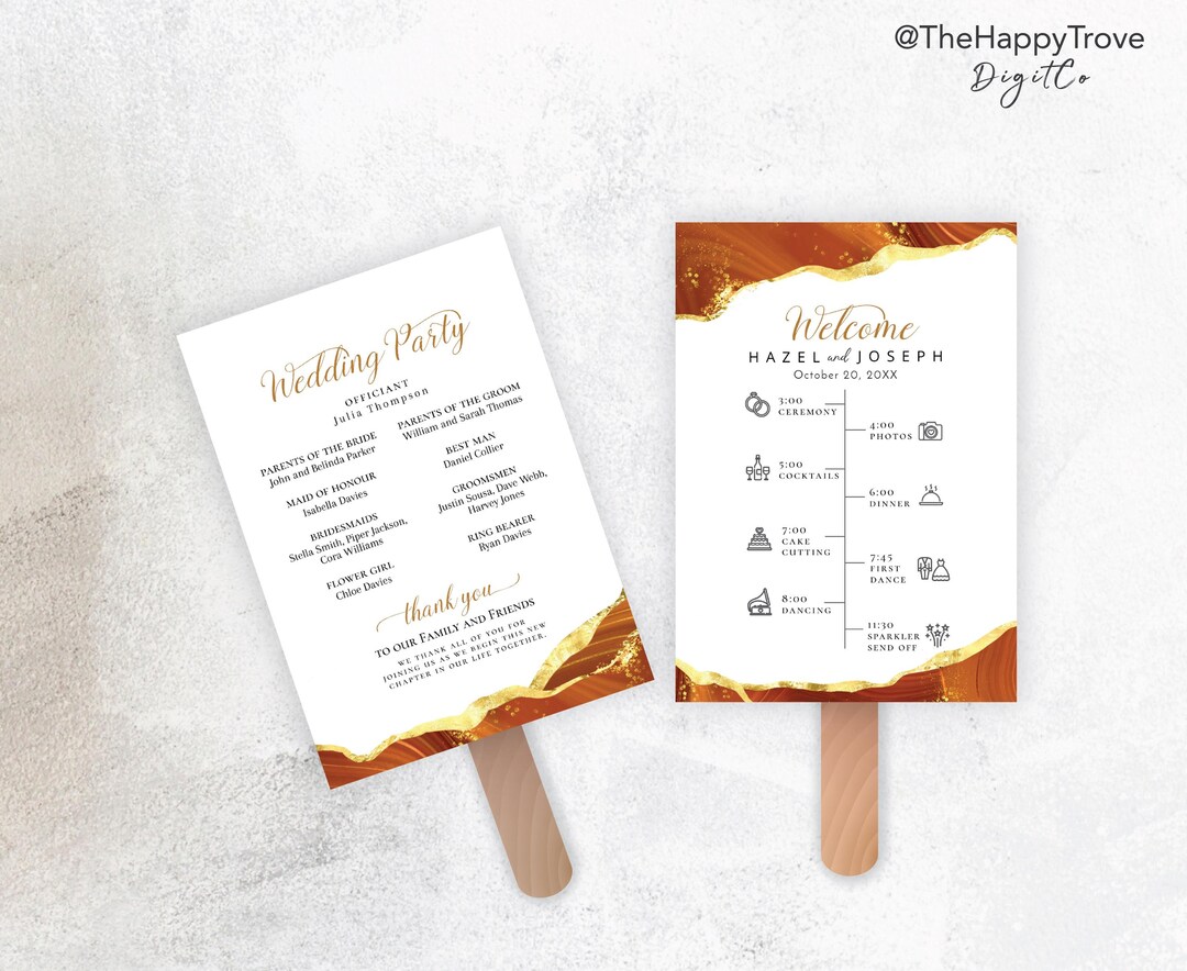 ALANI Maroon, Burnt Orange & Gold Program Fan, Moody Autumn Wedding ...