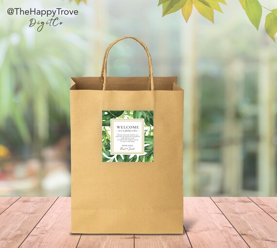 Tropical Themed Welcome Bag Square Sticker Avery Label | Etsy