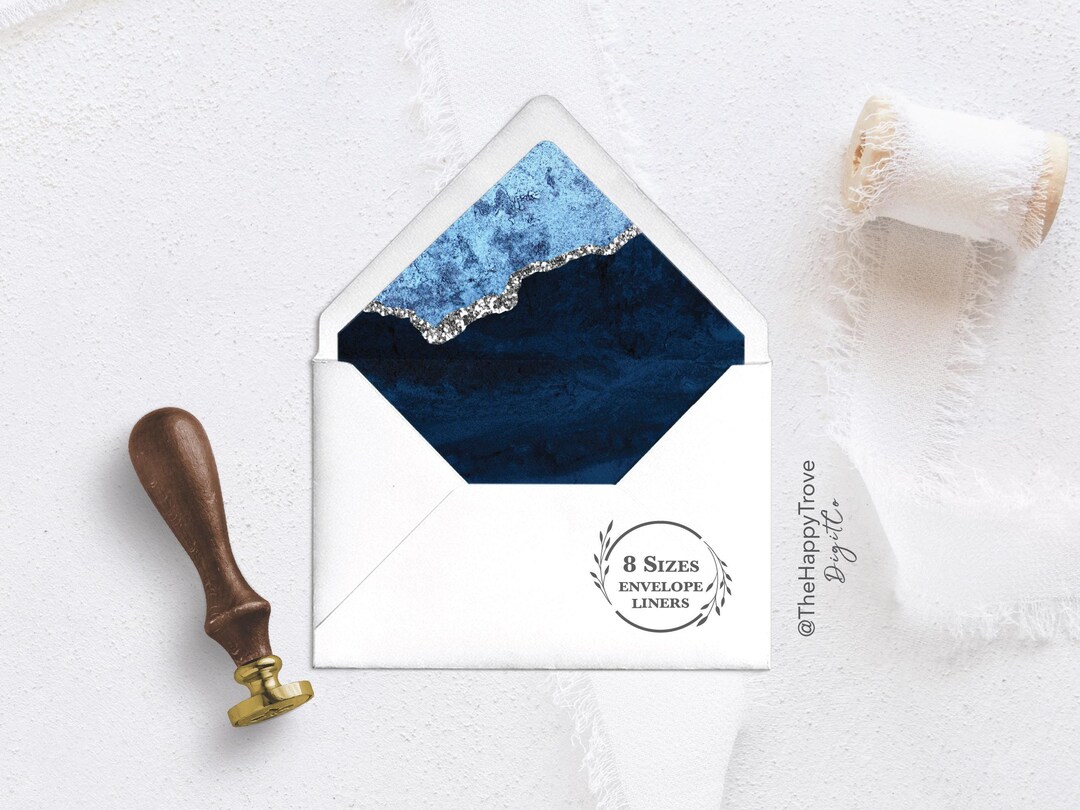 DEW Navy Blue & Silver Envelope Liner, Starry Night, Celestial Theme ...