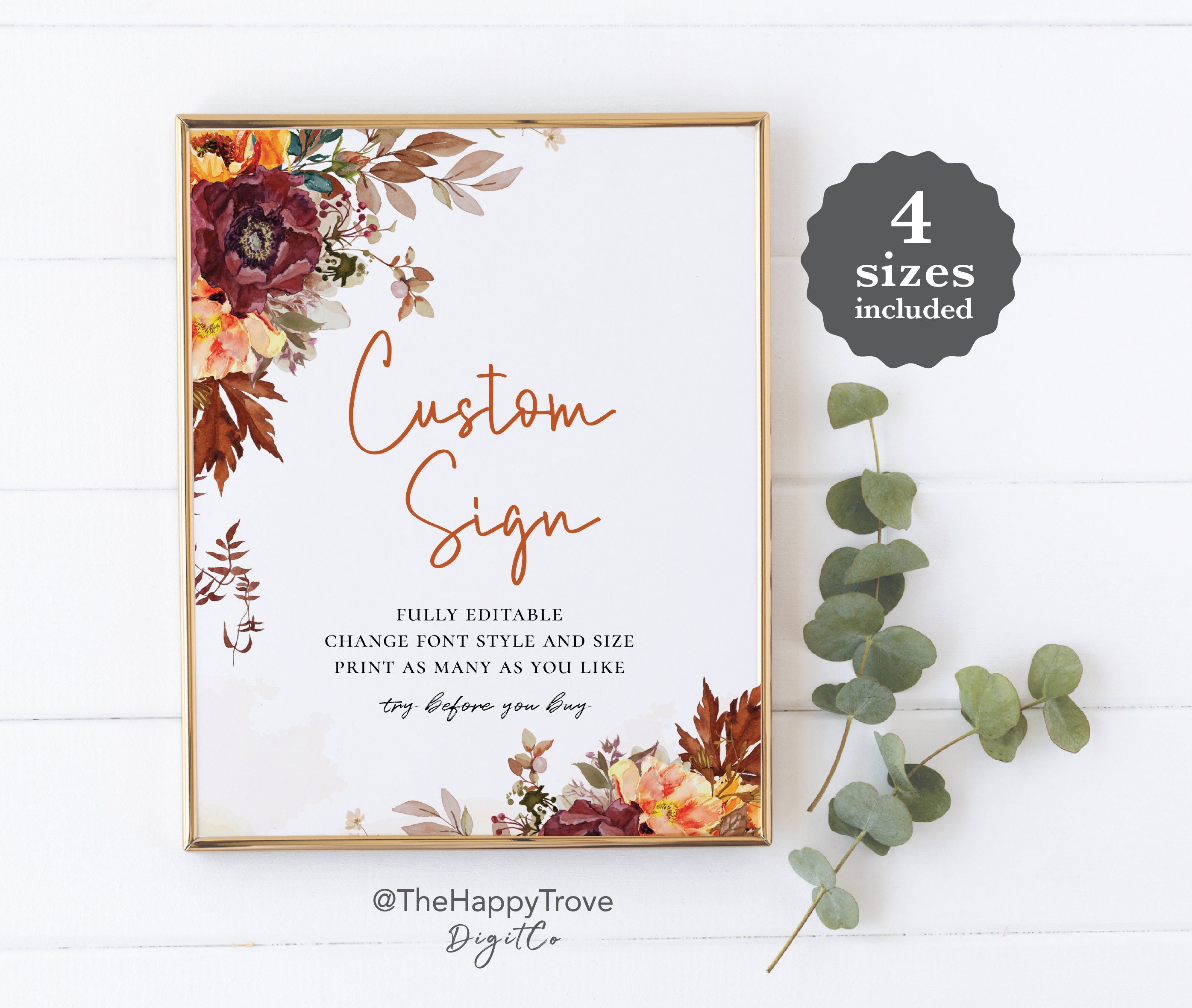 AMBER Fall in Love Themed Custom Signs Editable Digital | Etsy