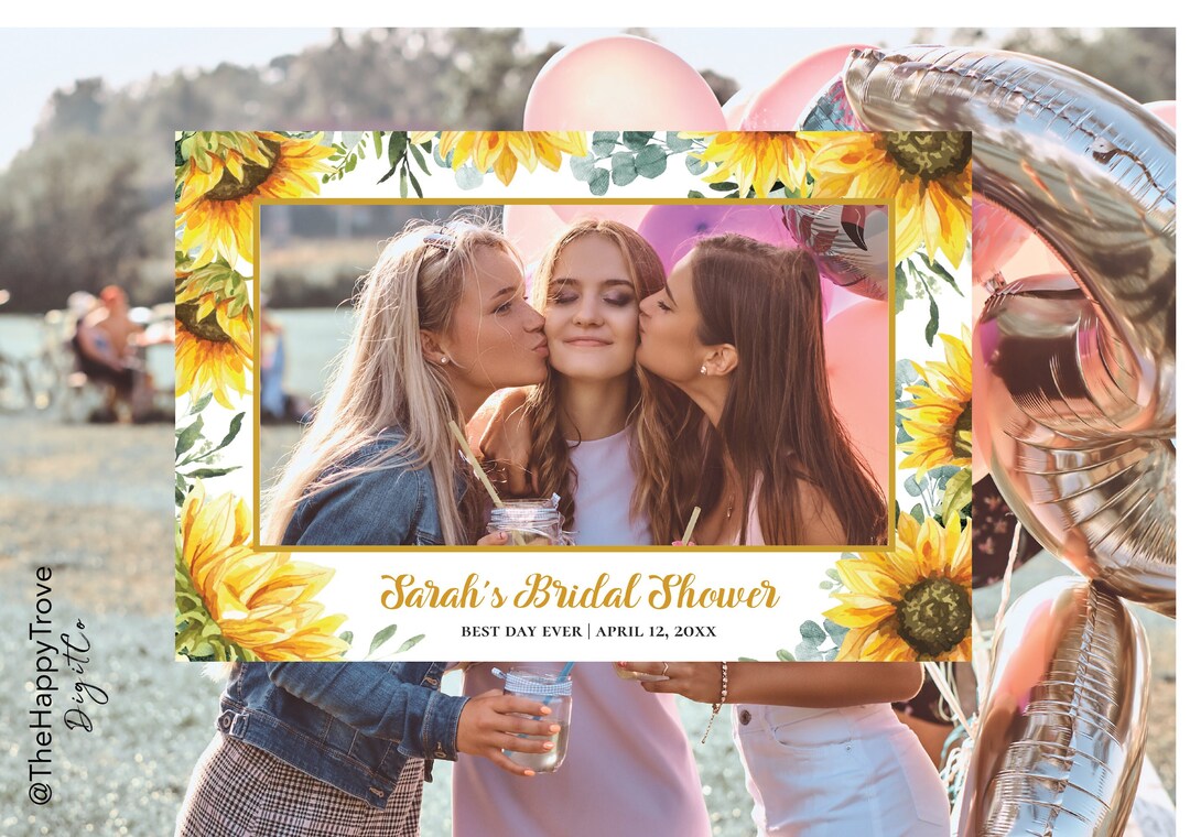 Sunflower Photo Prop Frame, Photo Booth Frame, Editable Digital Instant ...