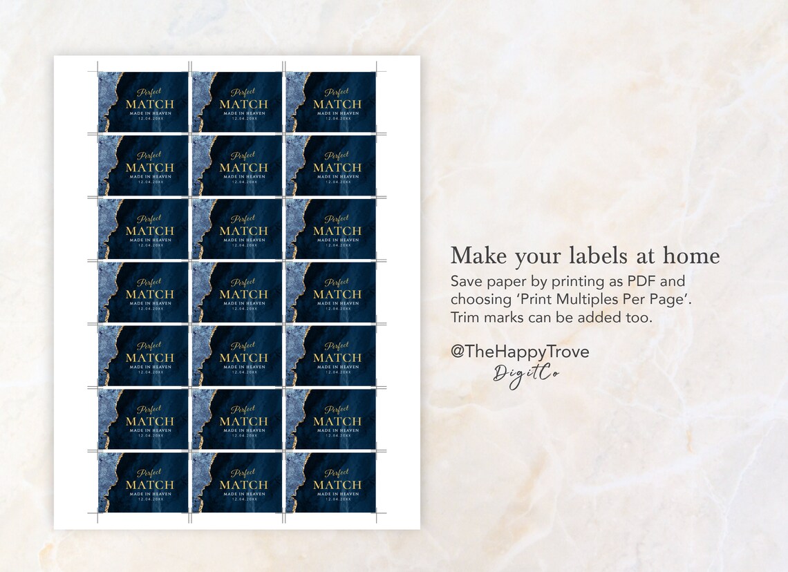 NOVA Navy Blue and Gold Matchbox Label the Perfect Match - Etsy