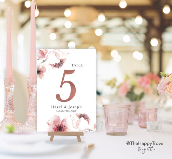 Cherry Blossom Themedtable Number Signs Editable Digital | Etsy