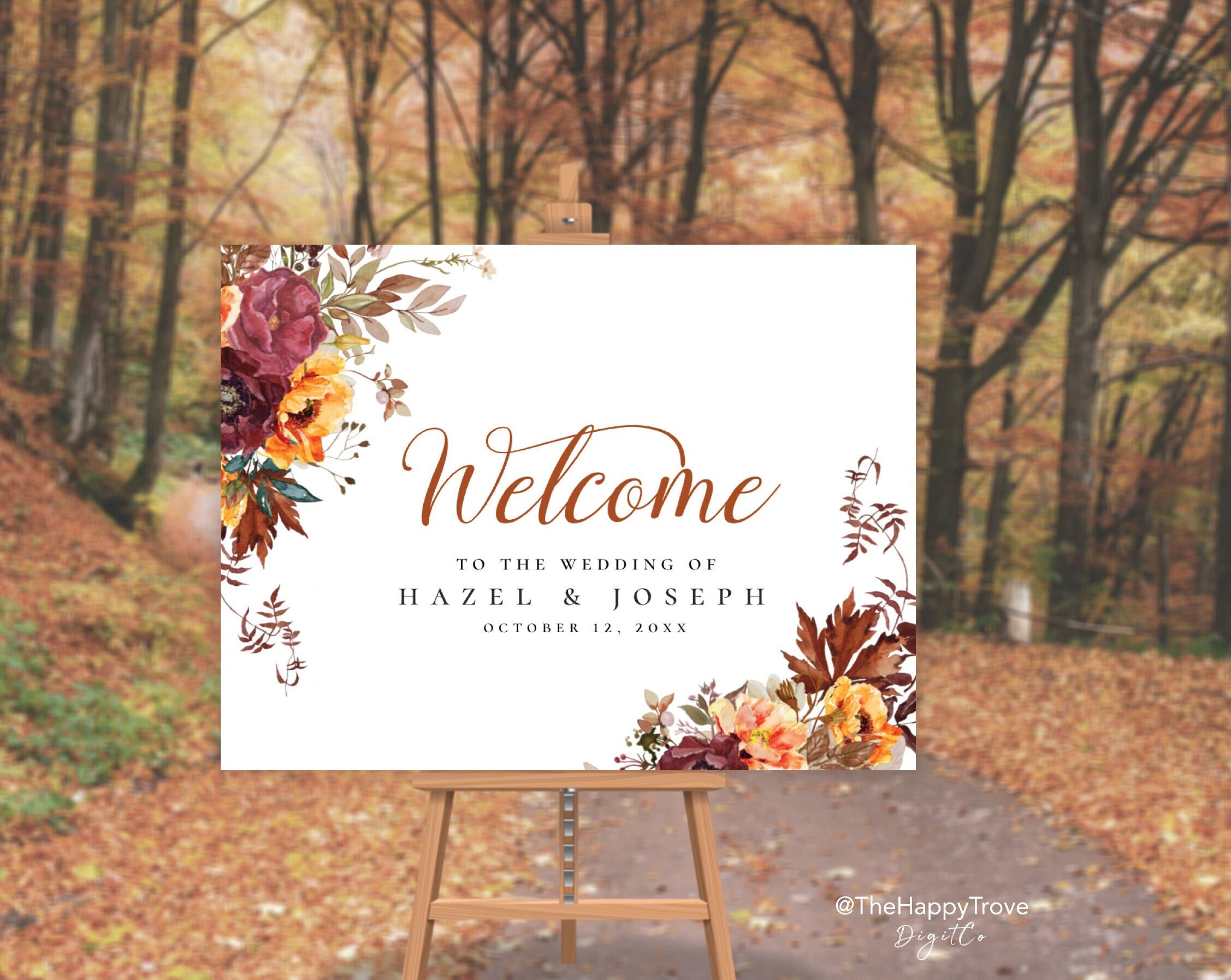 AMBER Fall in Love Welcome Sign Poster Editable Digital - Etsy Canada