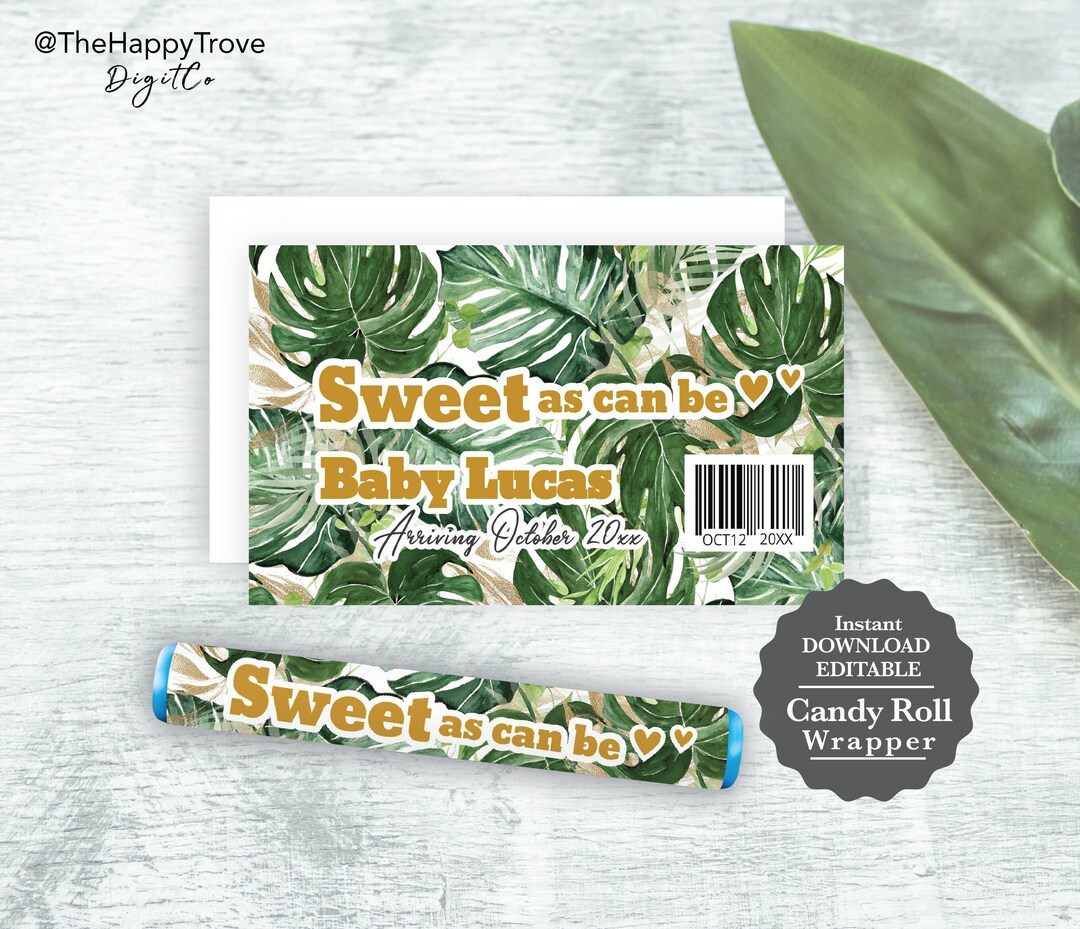 Tropical & Gold Candy Roll Wrapper Tropical Snacks Treat Bags Tropical ...