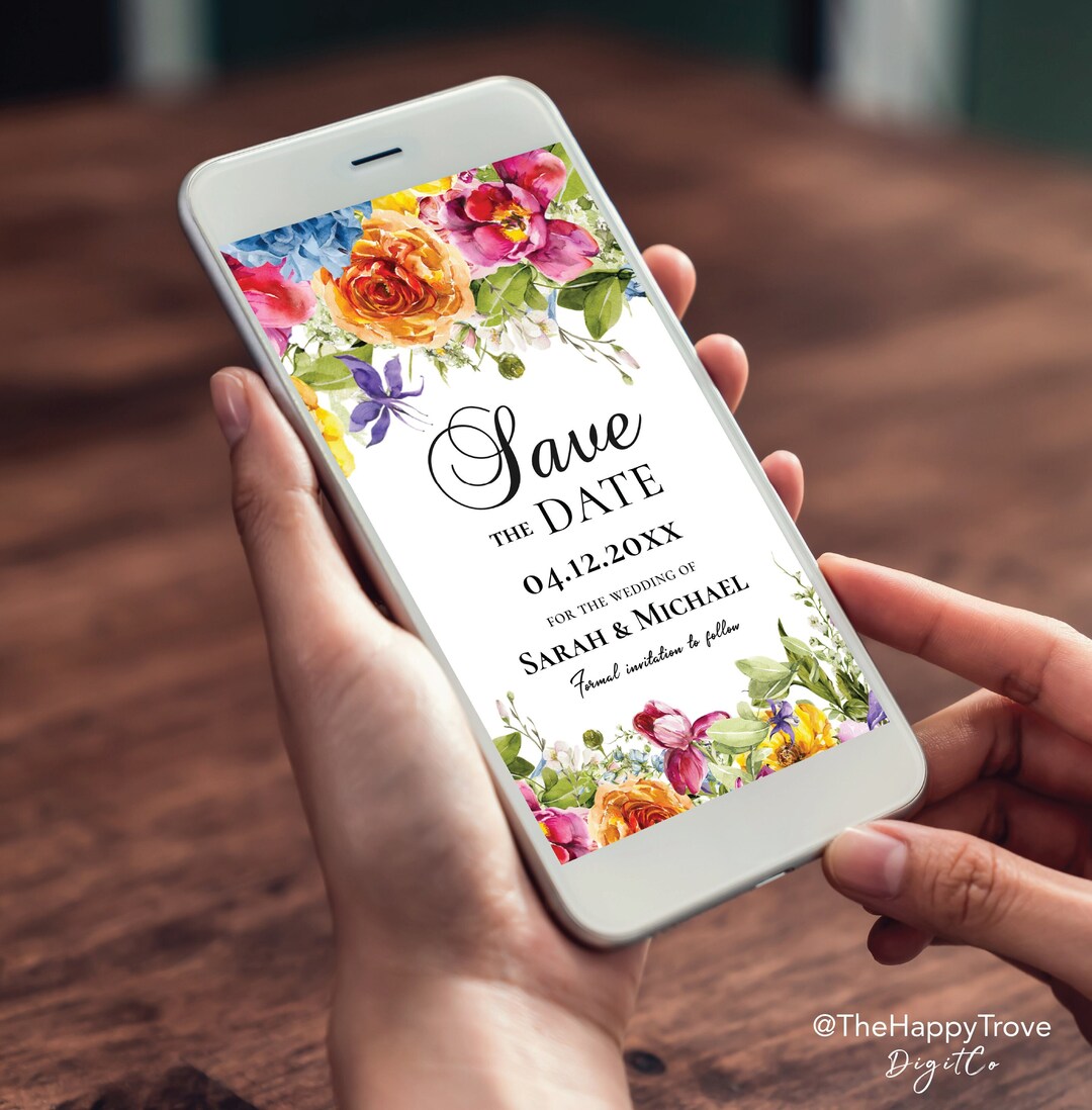 ELINA Maximalist Colorful Save the Date Evite, Vibrant, Summery Bright ...