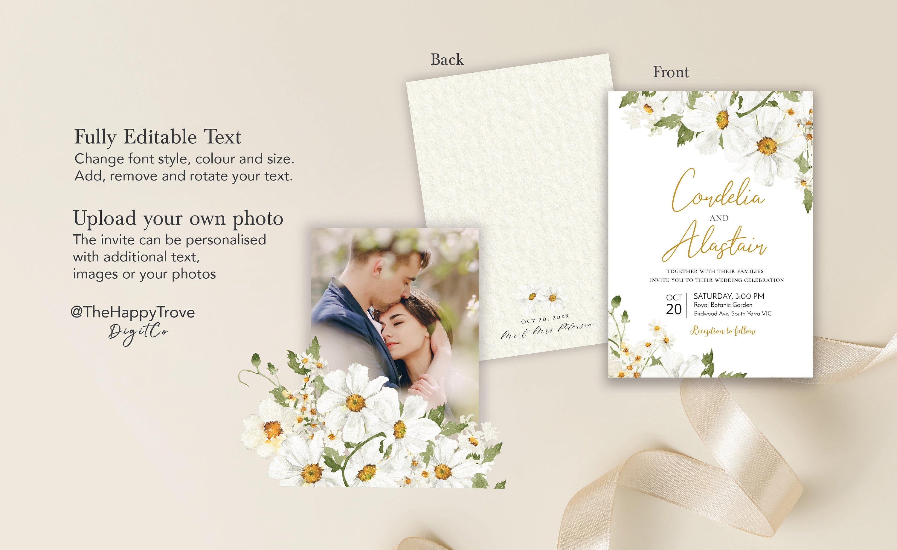 DAISY Printable Wedding Invitation Set Editable Instant - Etsy