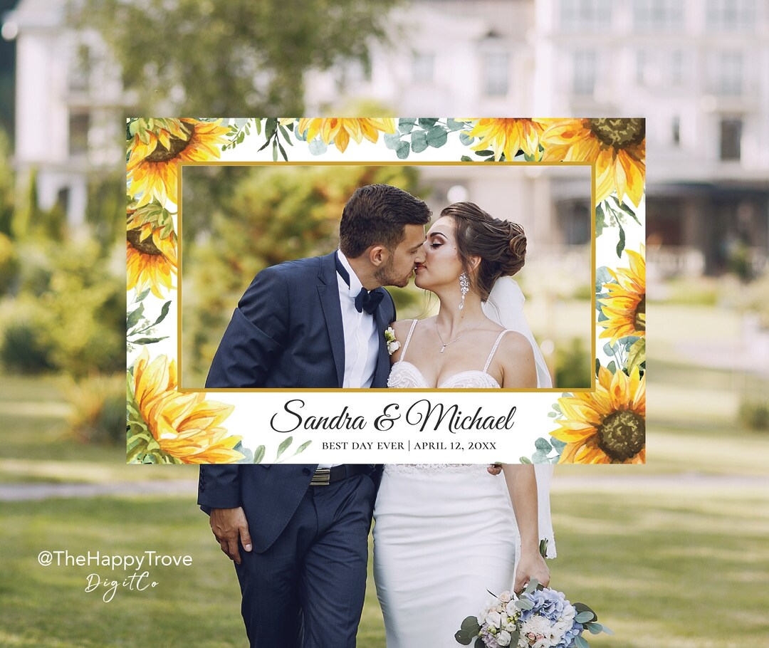 Sunflower Photo Prop Frame, Photo Booth Frame, Editable Digital Instant ...
